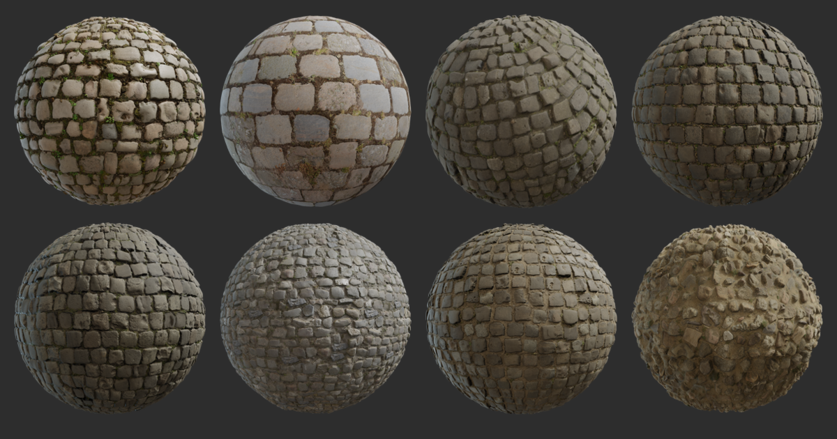 Textures: Floor > Outdoor > Cobblestone > Dirty • Poly Haven