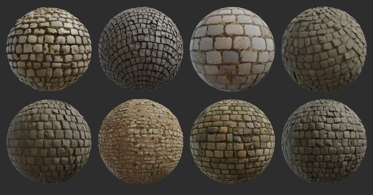 Textures: Floor > Outdoor > Cobblestone > Man Made • Poly Haven