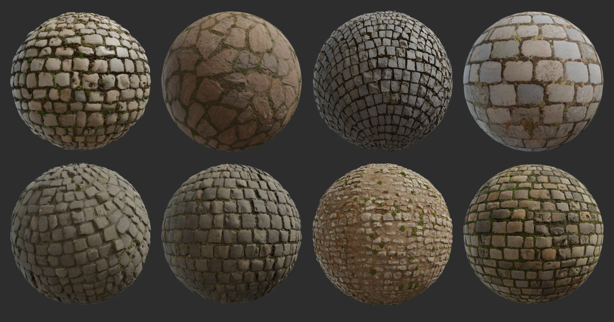Textures: Floor > Outdoor > Cobblestone • Poly Haven