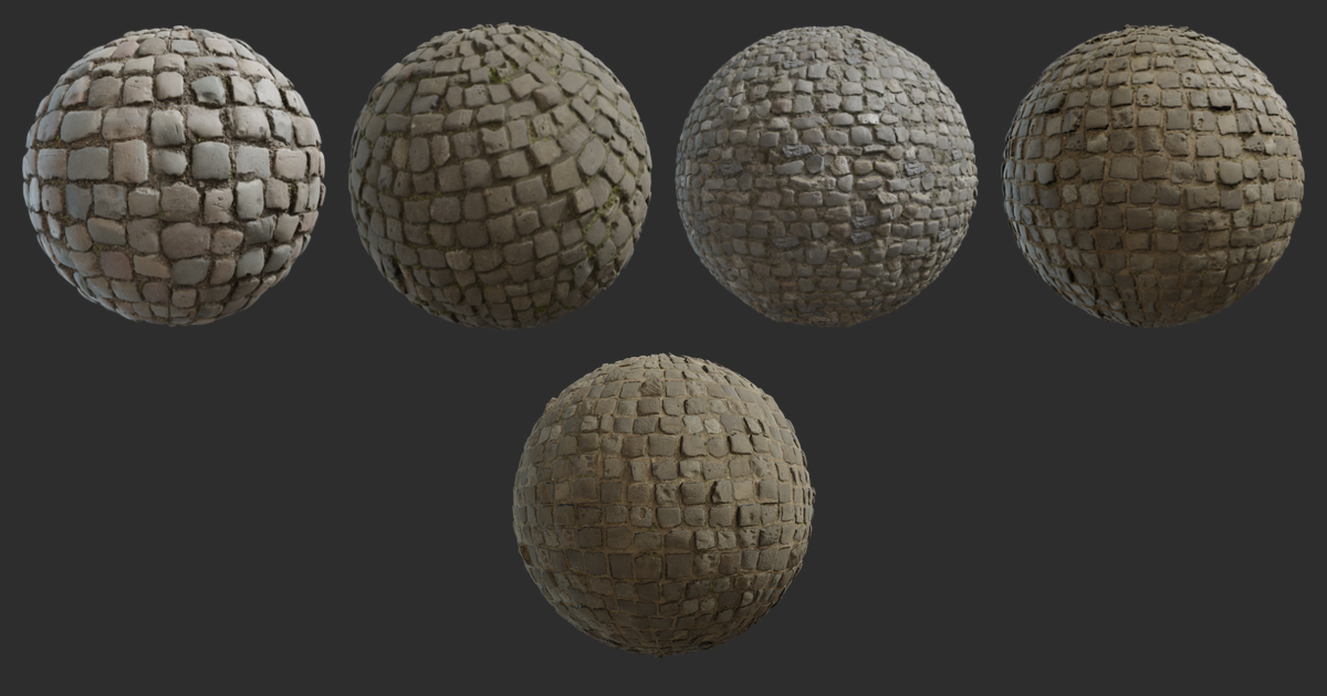 Textures: Floor > Road > Cobblestone > Dirty • Poly Haven