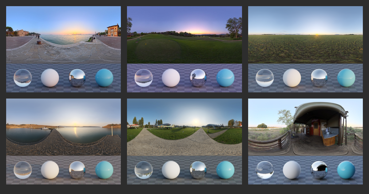 HDRIs: Nature > Clear > Medium Contrast > Sunrise-sunset • Poly Haven