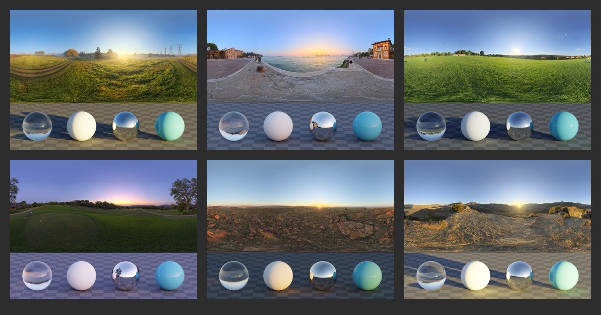 HDRI: Nature > Sunrise-sunset > Natural Light > Clear • Poly Haven