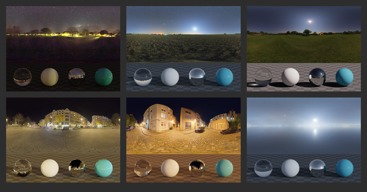 HDRIs: Outdoor > High Contrast > Night > Clear • Poly Haven