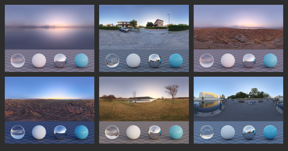 HDRIs: Outdoor > Low Contrast > Clear > Sunrise-sunset • Poly Haven