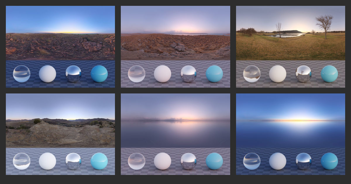 HDRIs: Sunrise-sunset > Nature > Low Contrast > Clear • Poly Haven