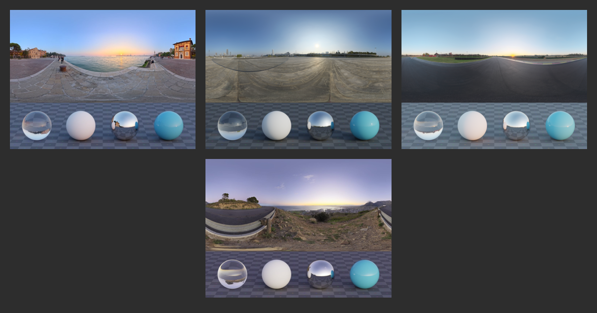 HDRI: Urban > Skies > Clear > Sunrise-sunset • Poly Haven